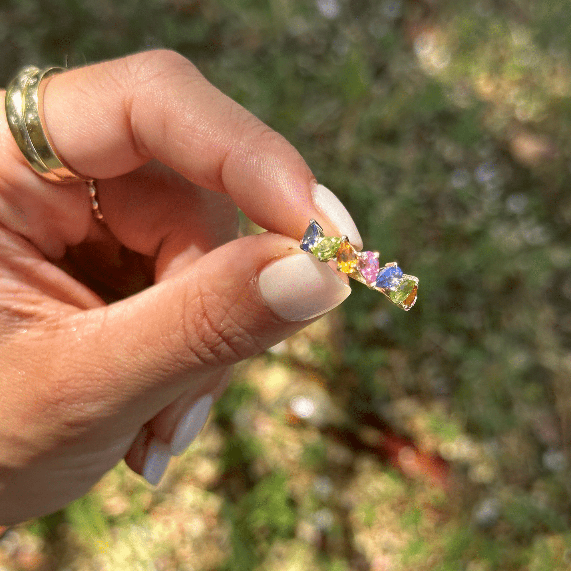 Gemstone Scattered Pear Band – Lindsey Leigh Jewelry