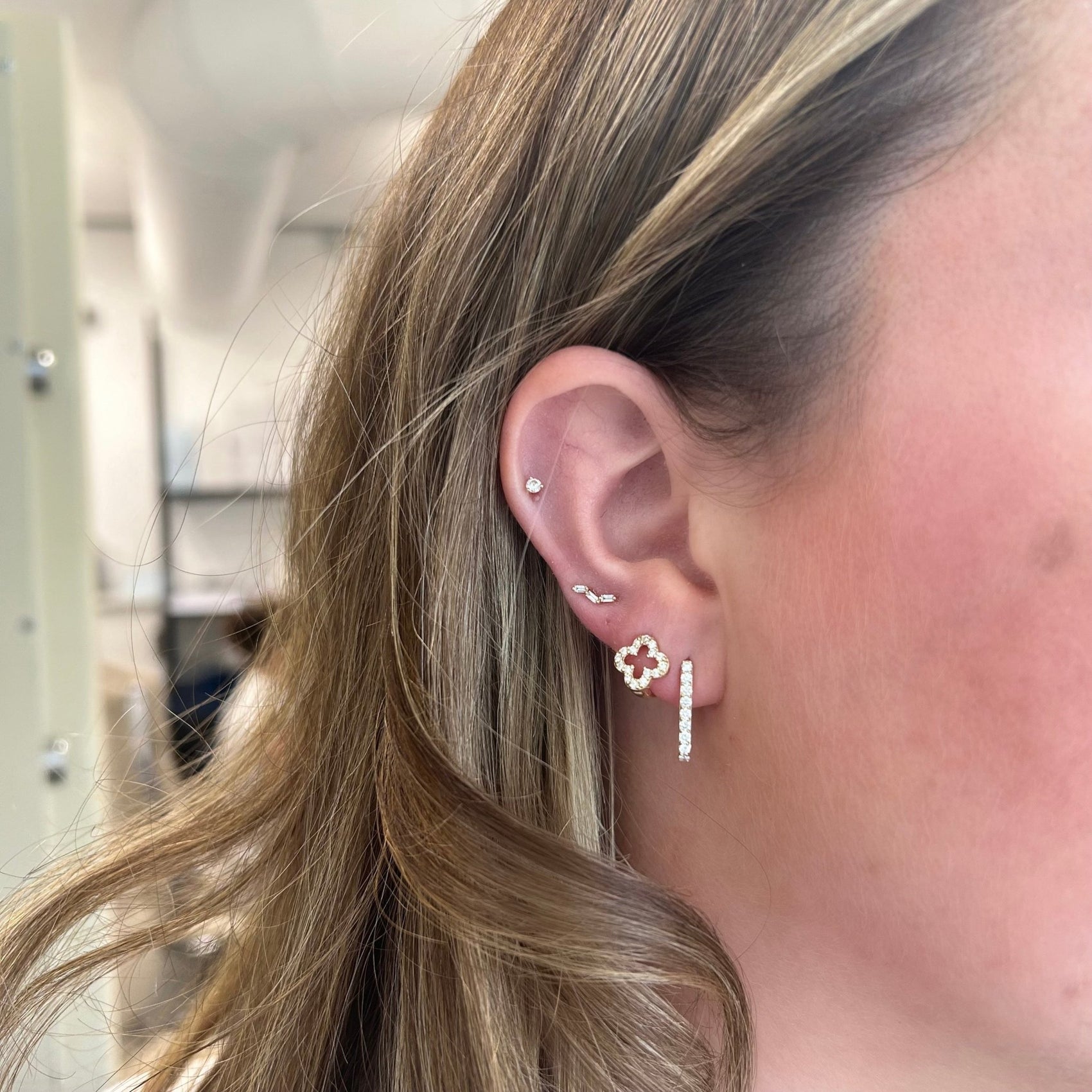 Small Rectangular Diamond Hoops – Lindsey Leigh Jewelry