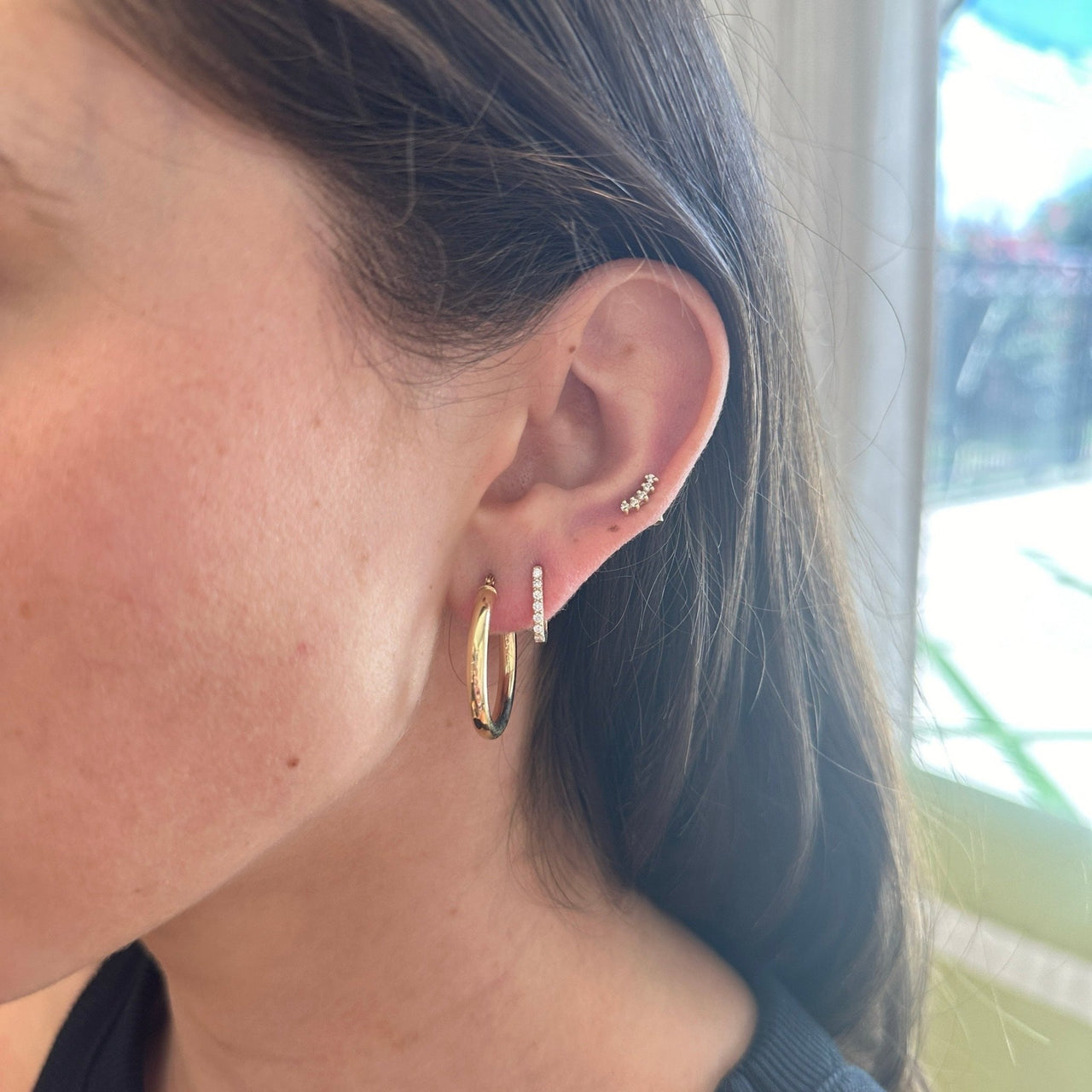 Small Rectangular Diamond Hoops – Lindsey Leigh Jewelry