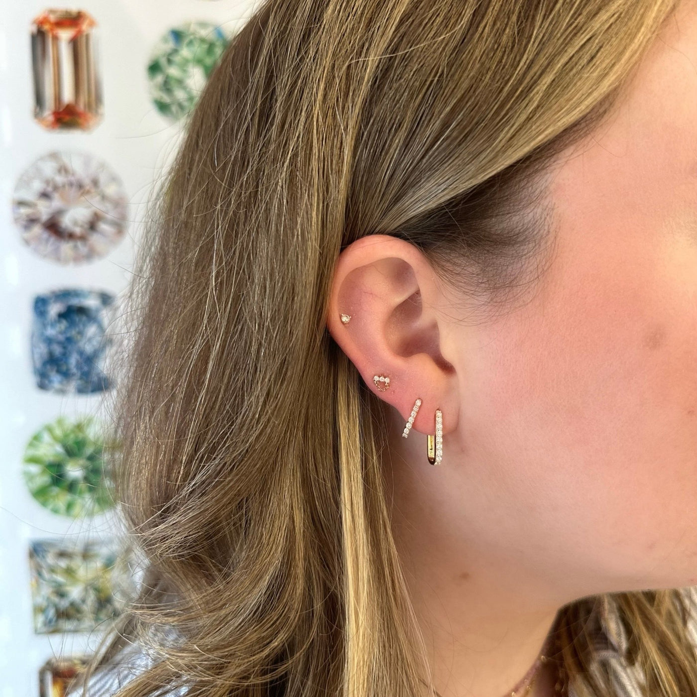 Small Rectangular Diamond Hoops – Lindsey Leigh Jewelry