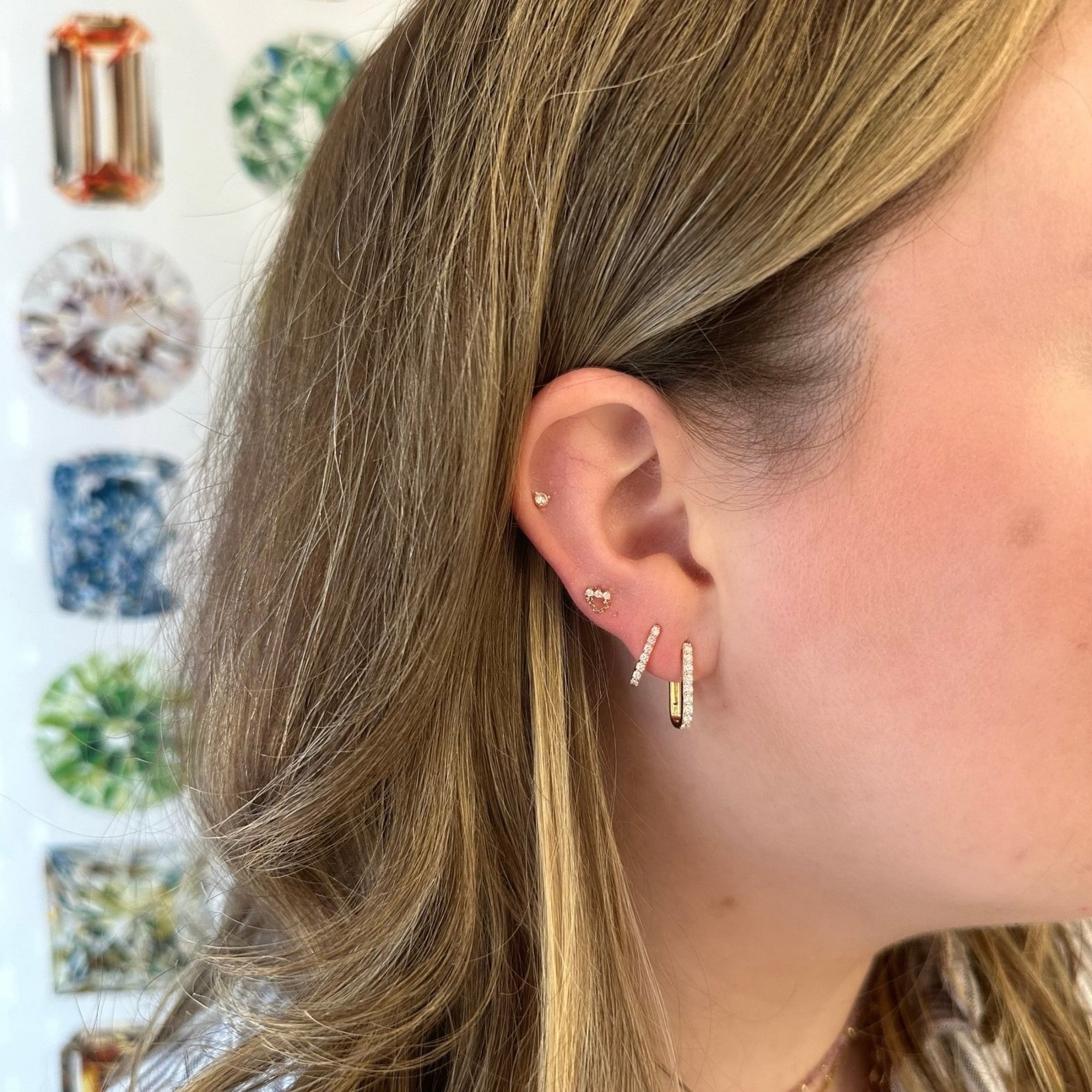 Small Rectangular Diamond Hoops – Lindsey Leigh Jewelry