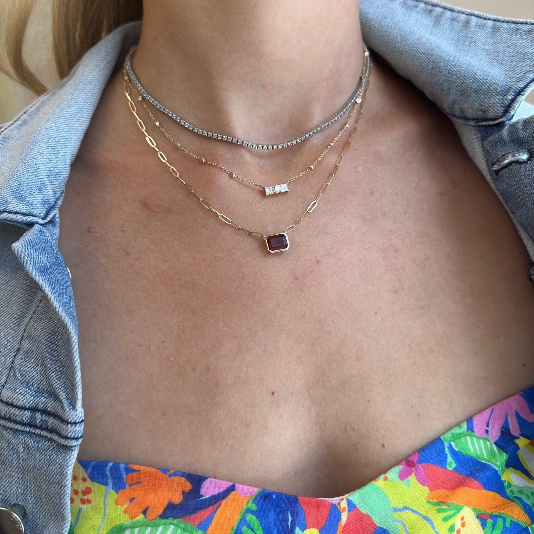 Bezel Set Gemstone Paper Clip Necklace – Lindsey Leigh Jewelry