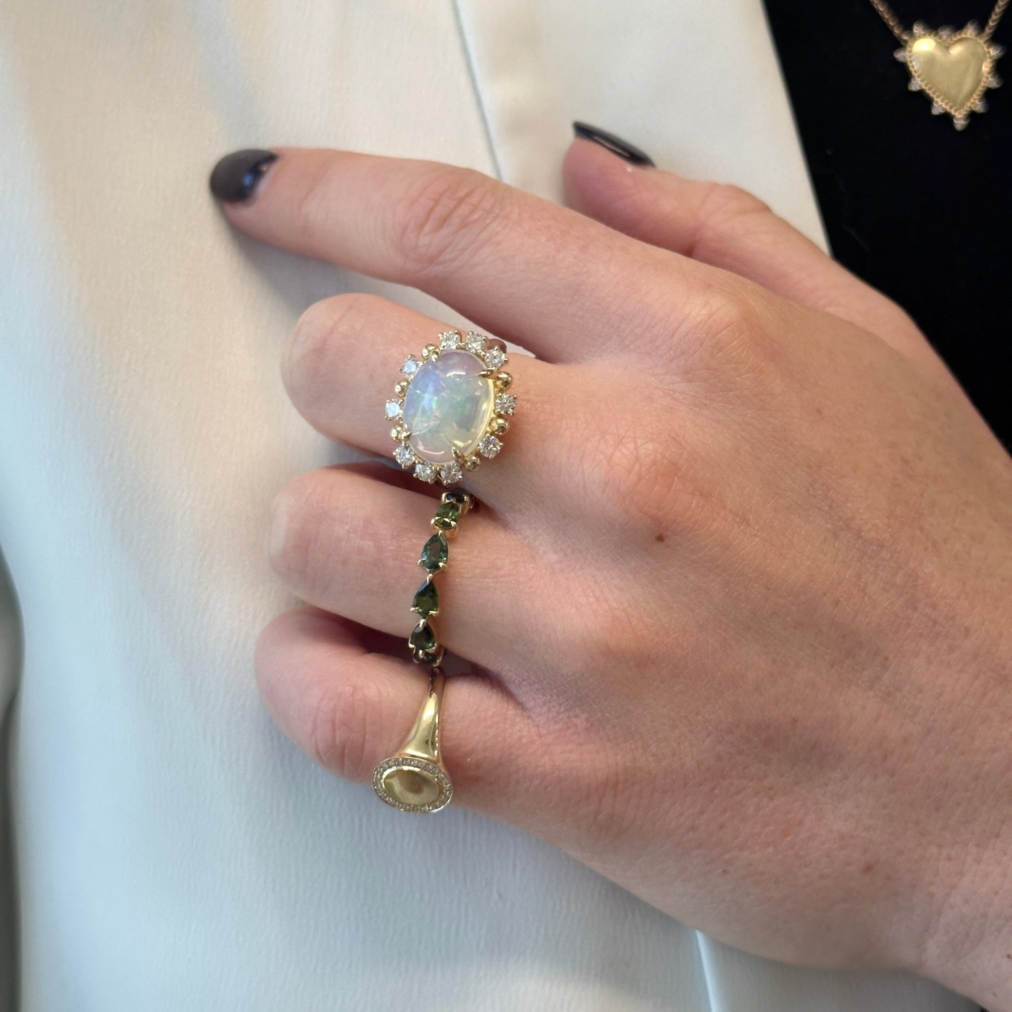 Large Green Tourmaline Chasing Pear Band – Lindsey Leigh Jewelry