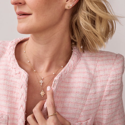 Miraculous Medal with Diamond Bezel Border – Lindsey Leigh Jewelry